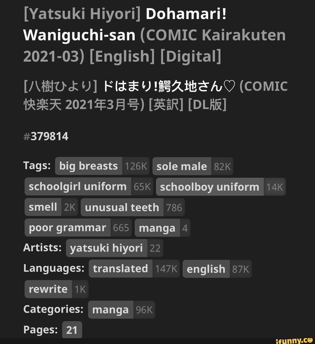 [Yatsuki Hiyori] Dohamari! Waniguchi-san (COMIC Kairakuten 2021-03 ...