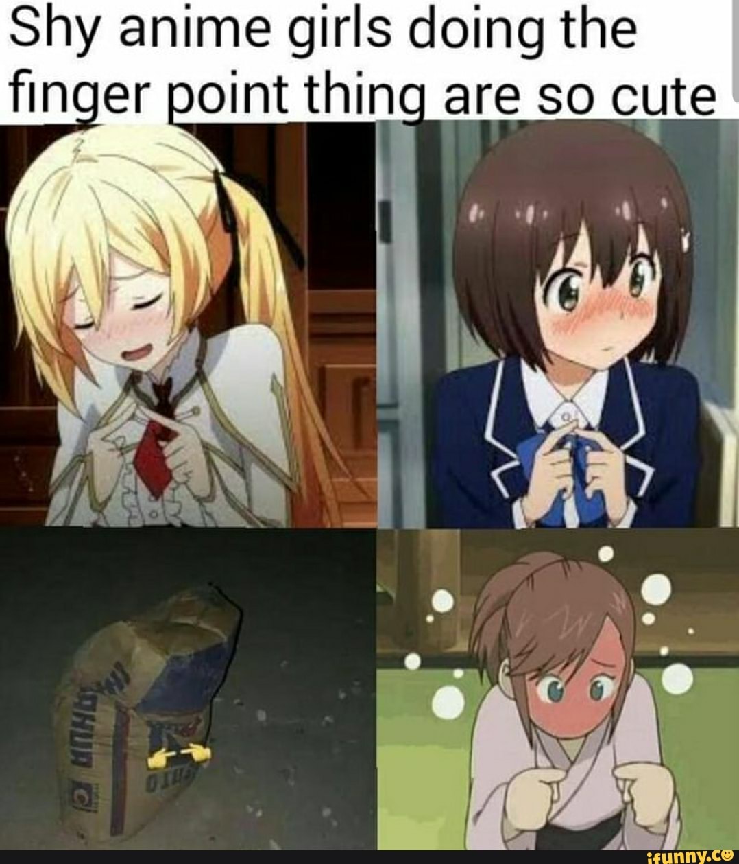 Shy anime girls doing the finger point thing are so cute lag - iFunny
