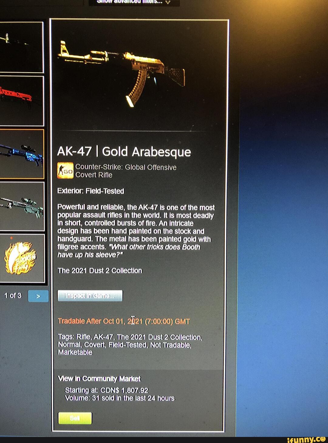 AK-47 I Gold Arabesque Counter-Strike: Global Offensive Covert Rifle ...