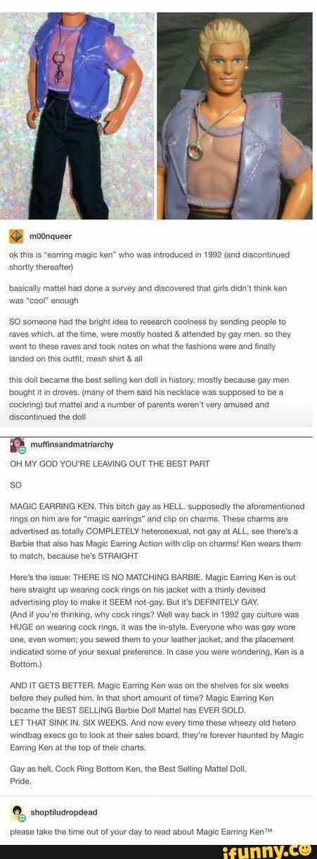 Ok this is "earring magic ken* who was introduced in 1992 (and ...