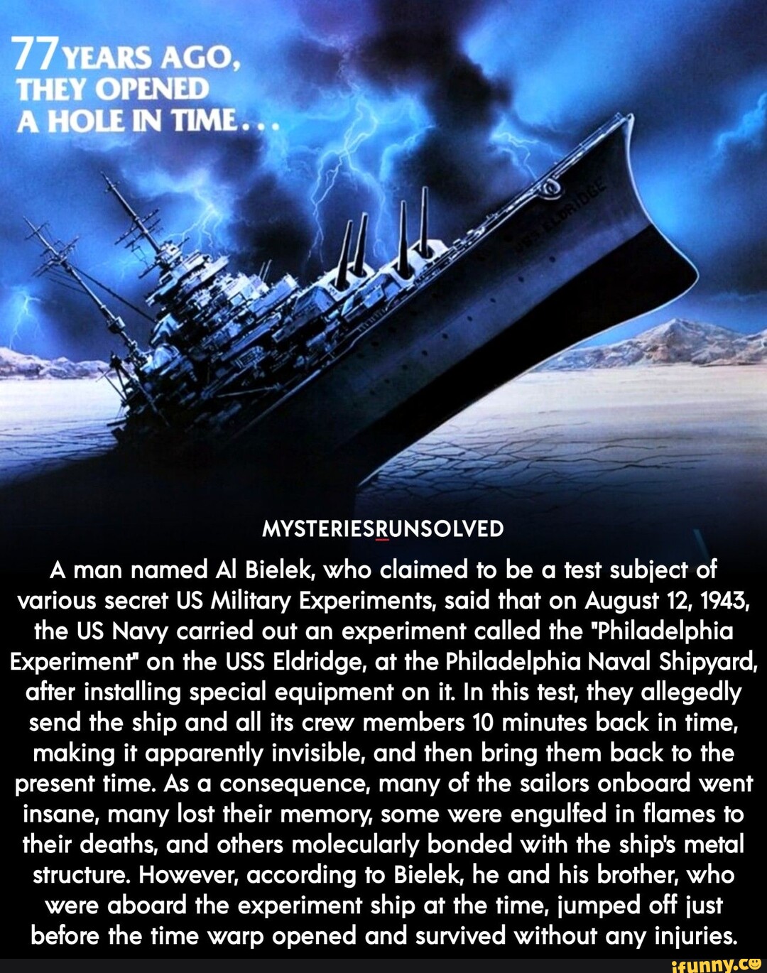 77 YEARS AGO, THEY OPENED A HOLE IN TIME... MYSTERIESRUNSOLVED A man ...