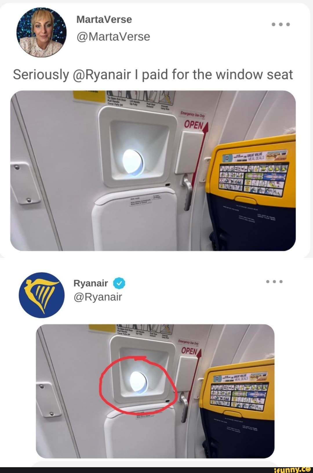 Seriously @Ryanair I paid for the window seat Ryanair @Ryanair - iFunny