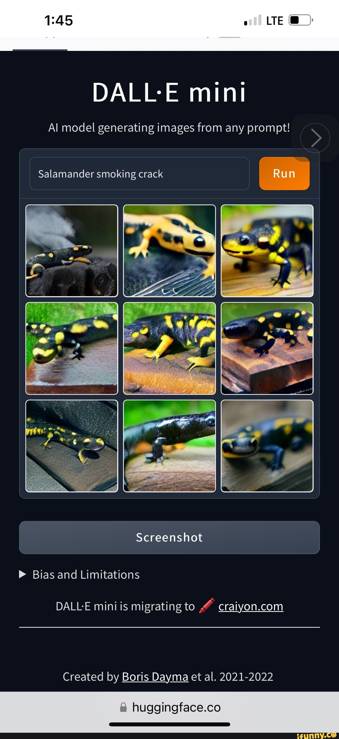 All LTE mini Al model generating images from any prompt! Salamander ...