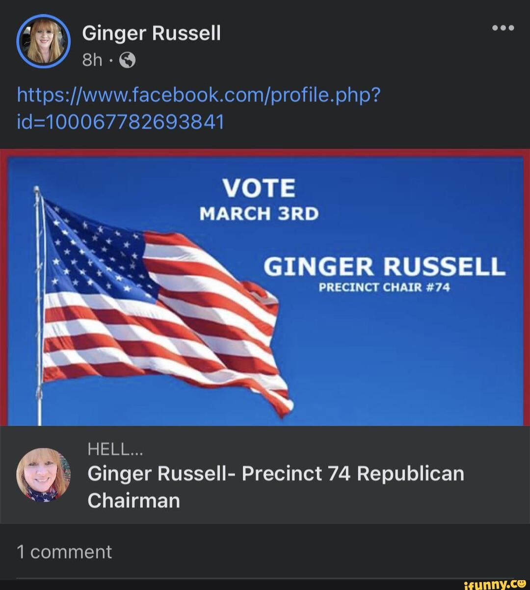 Ginger Russell eee sh-@ VOTE MARCH GINGER RUSSELL PRECINCT CHAIR #74 ...