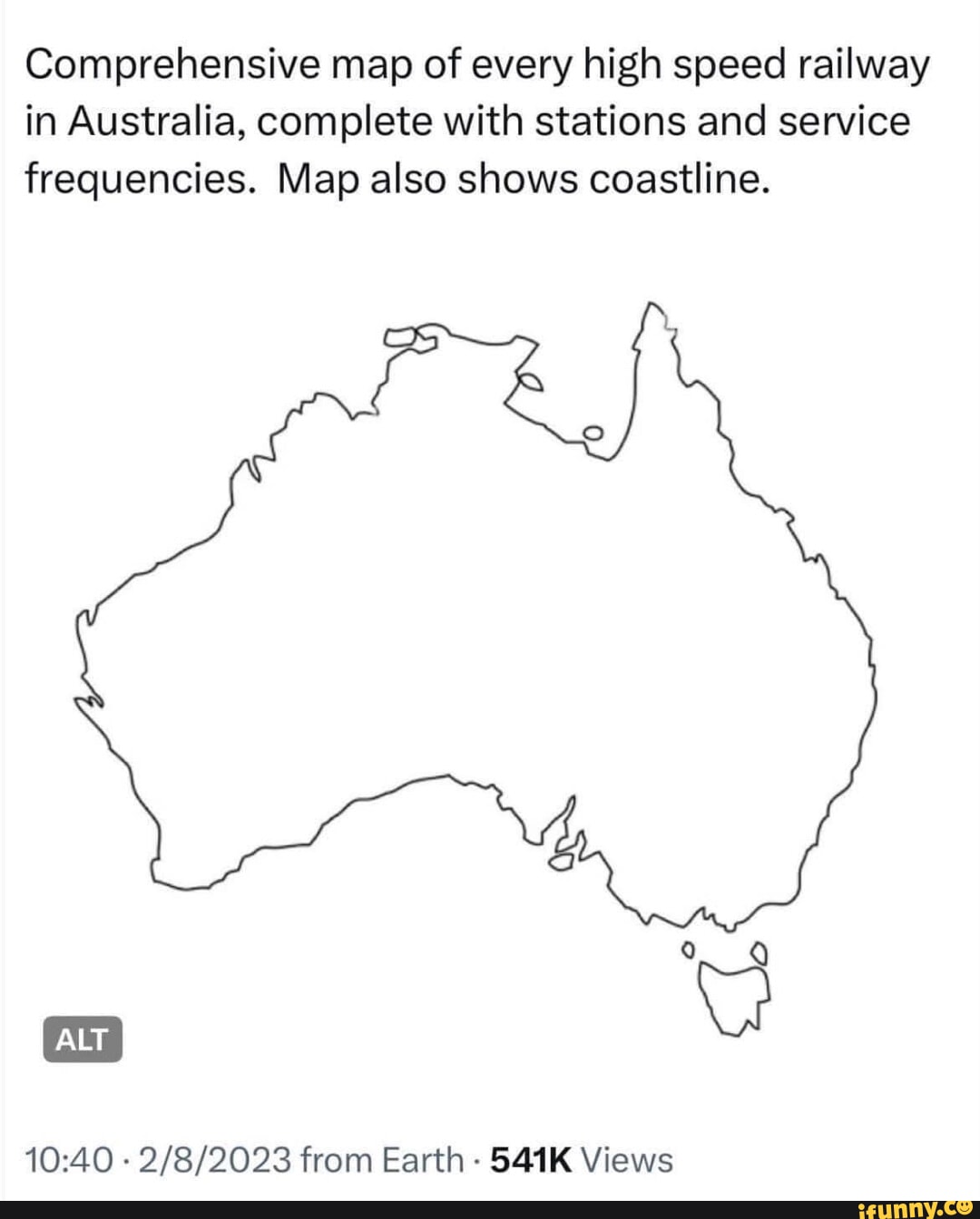 Comprehensive map of every high speed railway in Australia, complete ...