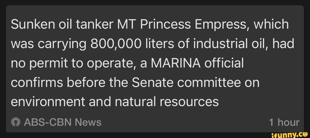 Sunken oil tanker MT Princess Empress, which was carrying 800,000 ...