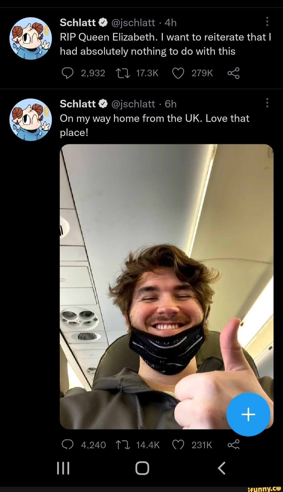 Schlatt @jschlatt RIP Queen Elizabeth. I want to reiterate that I had ...