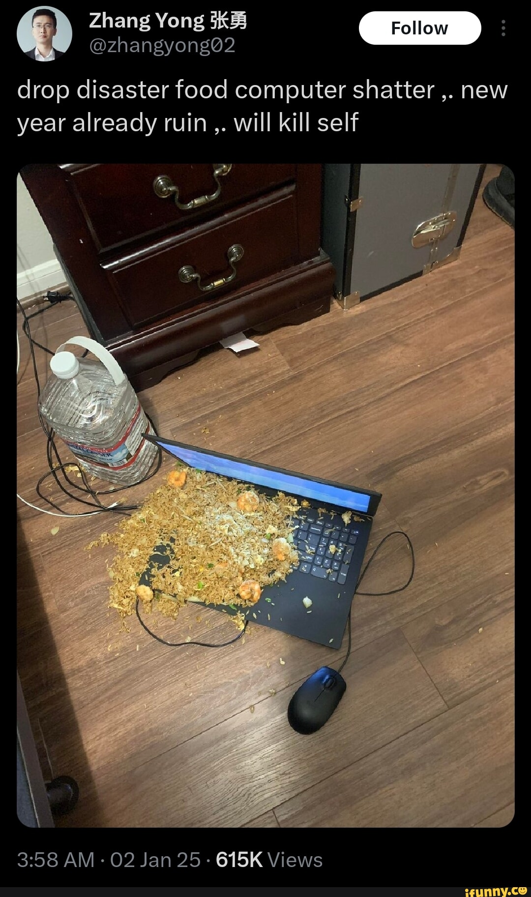 Zhang Yong @zhangyonge2 Foll drop disaster food computer shatter new ...