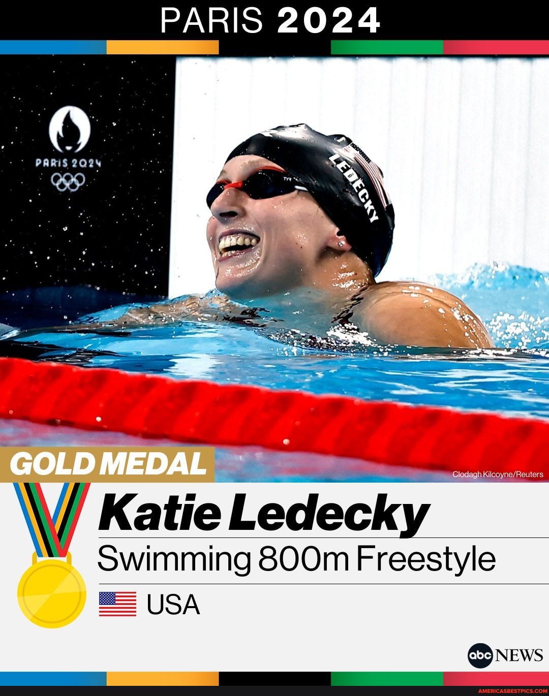 PARIS 2024 PARIS 2026 "SS COLDMEDAL Katie Ledecky Swimming 800m ...