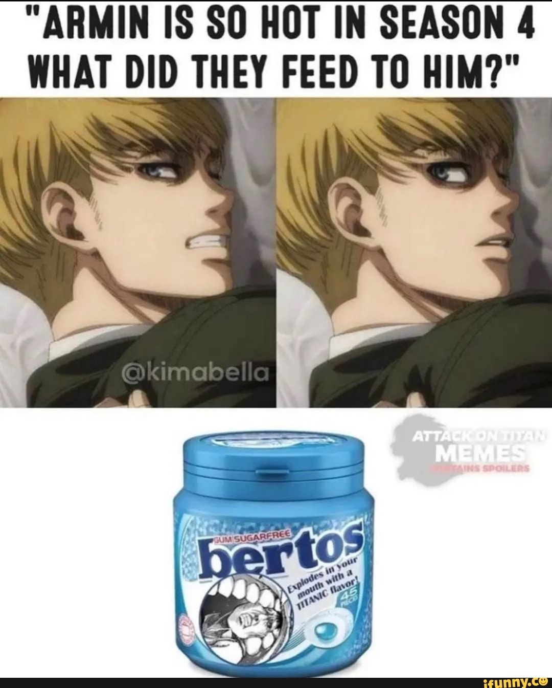 "ARMIN IS SO HOT IN SEASON 4 WHAT DID THEY FEED TO HIM?" - iFunny