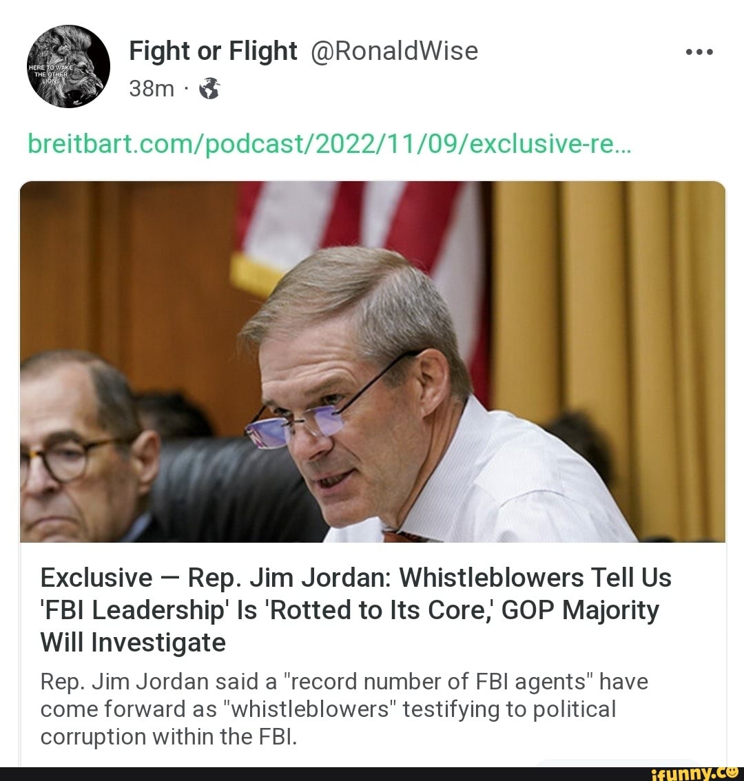 Fight or Flight @RonaldWise Exclusive - Rep. Jim Jordan: Whistleblowers ...