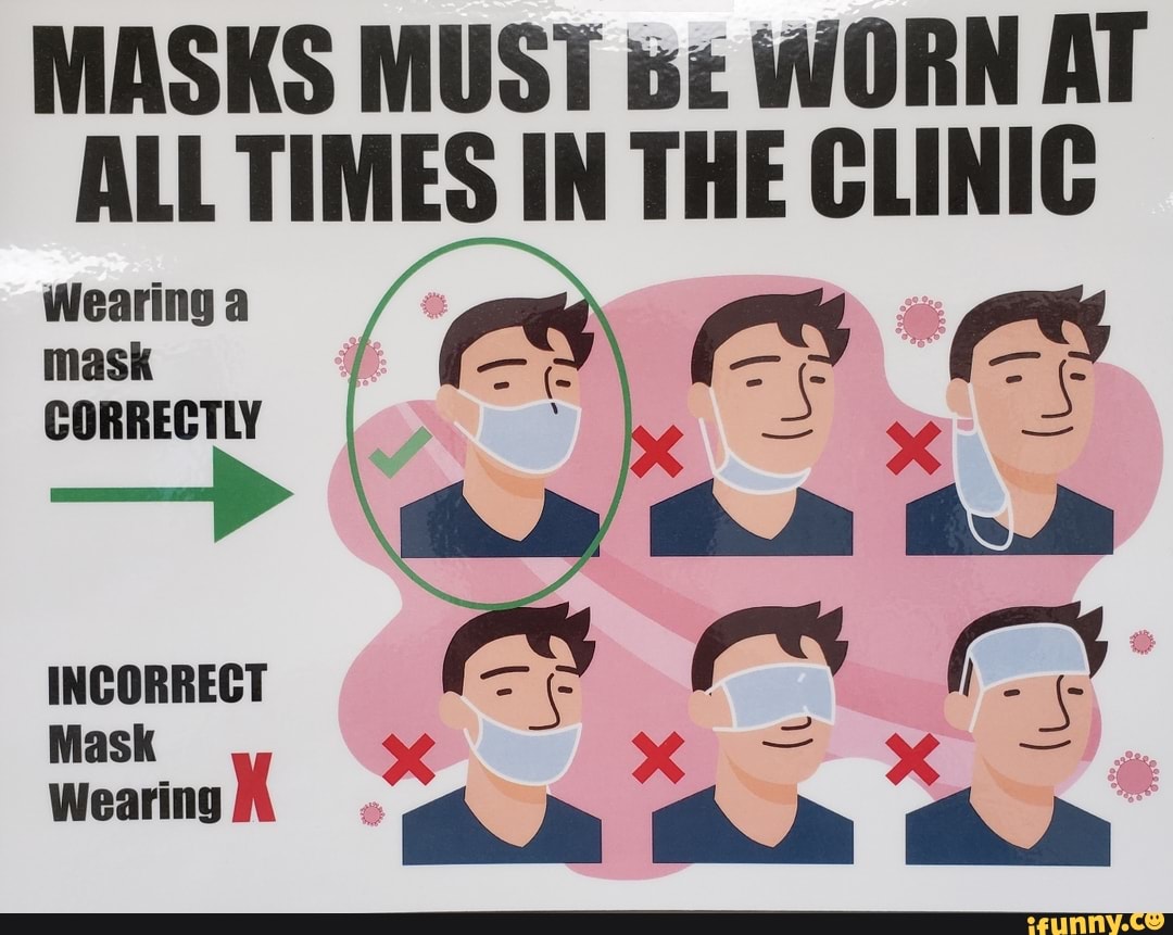 MASKS MUST ist WORN AT ALL TIMES IN THE CLINIC mask CORRECTLY INCORRECT ...