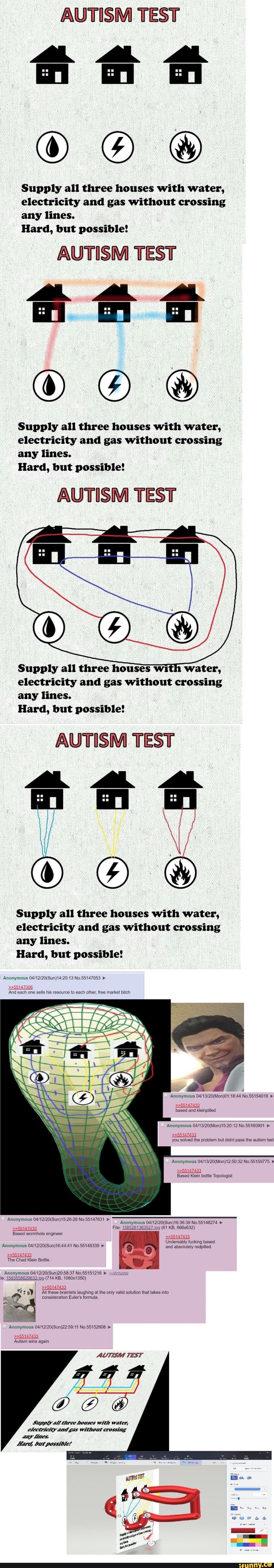 AUTISM TEST Supply all three houses with water, electricity and gas ...