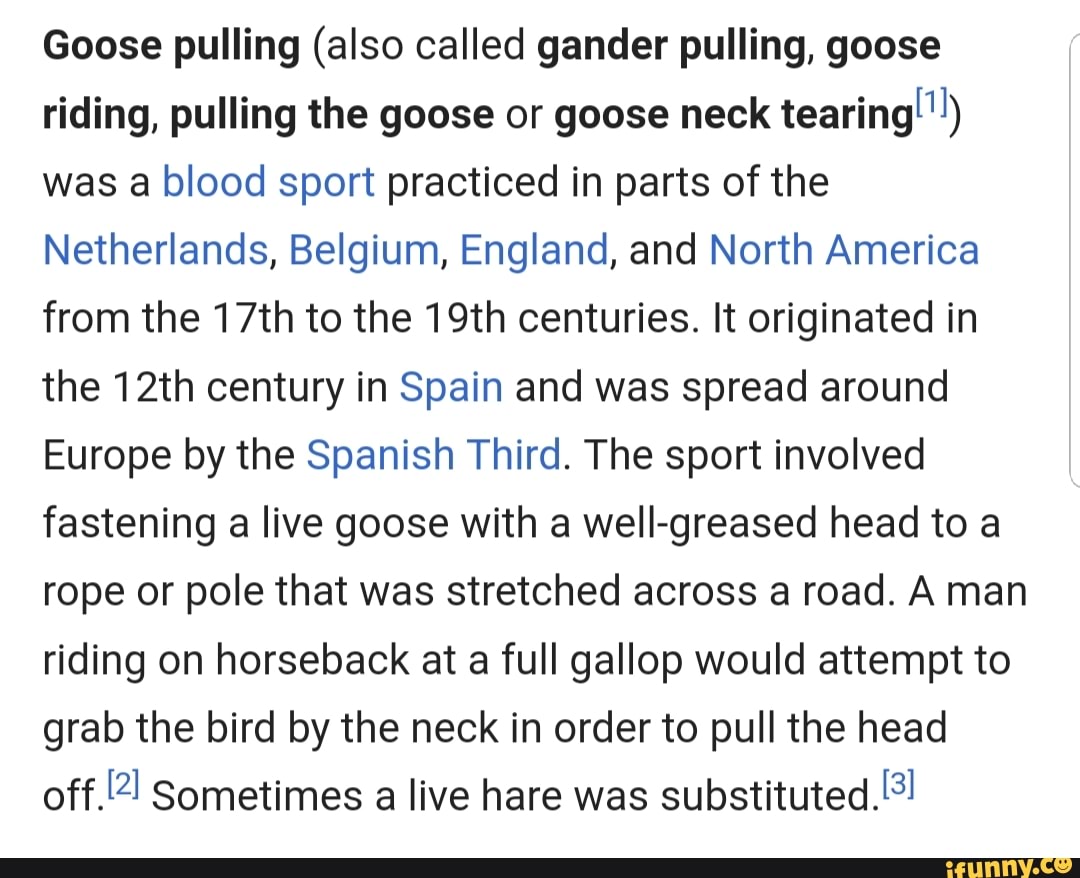 Goose pulling (also called gander pulling, goose riding, pulling the ...