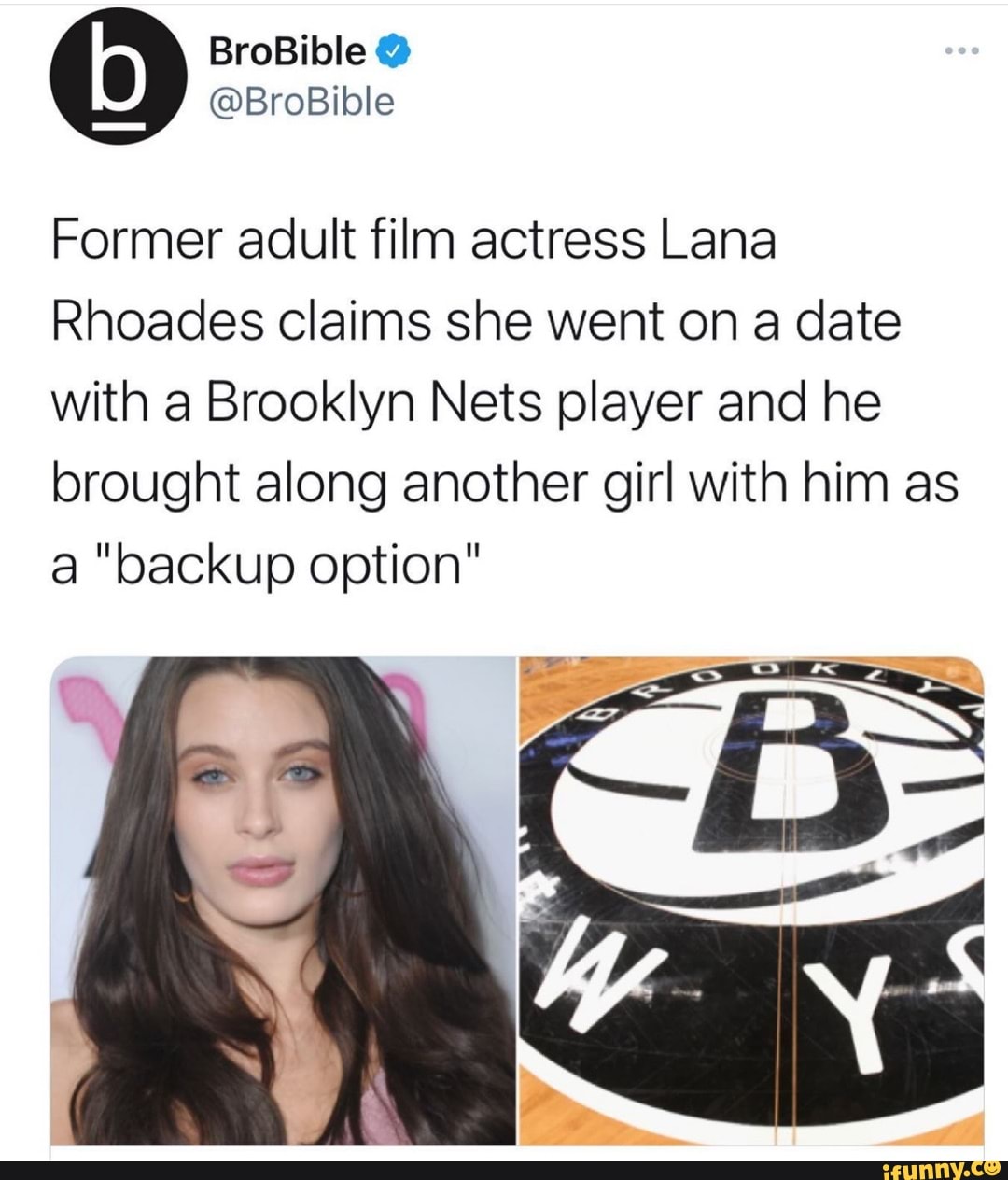 BroBible @BroBilble Former adult film actress Lana Rhoades claims she ...