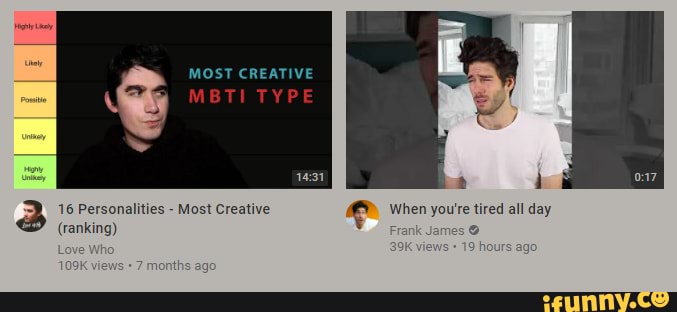 Two MBTI content creators having a stare-off - MOST CREATIVE MBTI TYPE ...