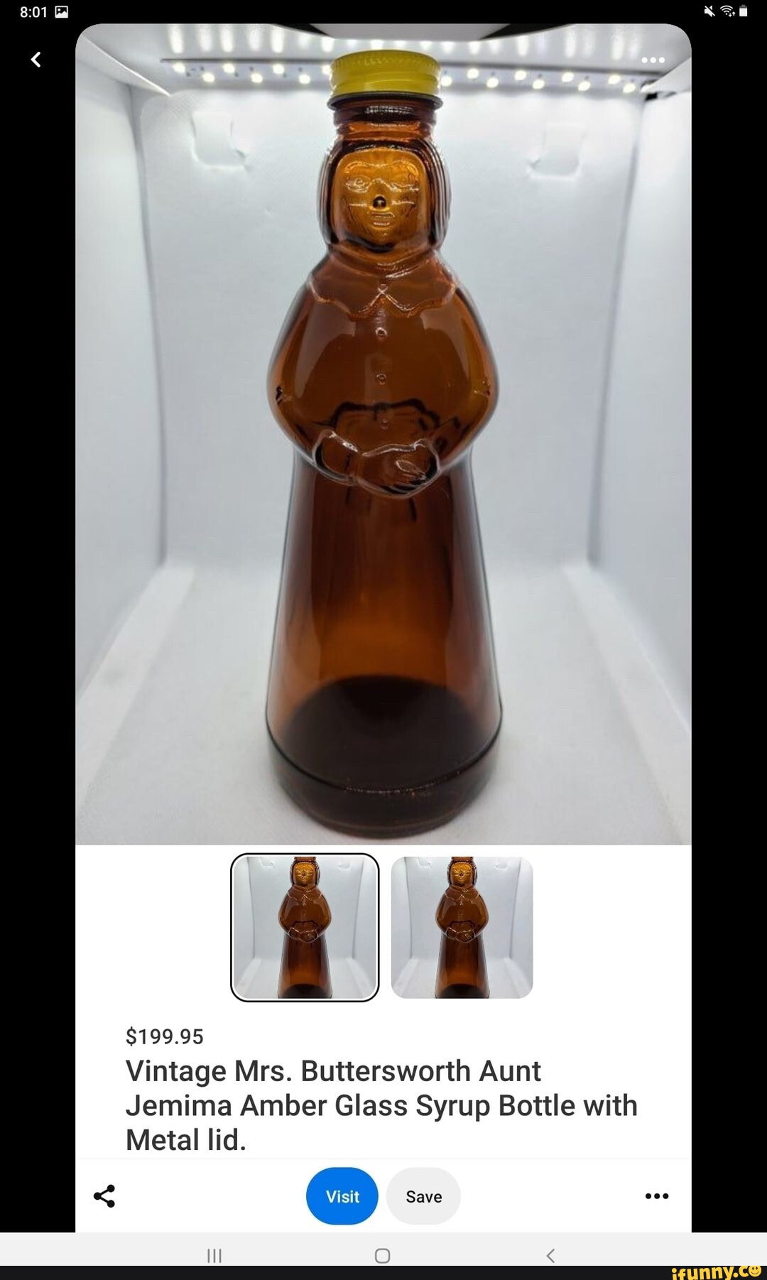 $199.95 Vintage Mrs. Buttersworth Aunt Jemima Amber Glass Syrup Bottle ...