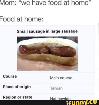 Viom: "we Nave food at nome- Food at home: Small sausage in large ...