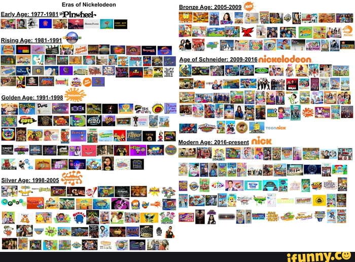 Eras of Nickelodeon aw Early Age: 1977-1981 "Pinwheel Rising Age: 1981. ...