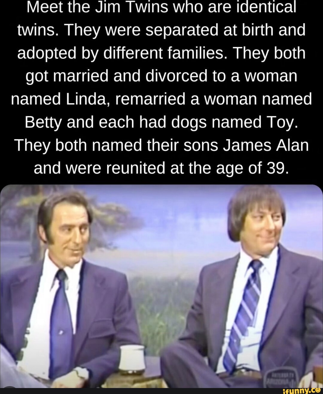 Meet the Jim Twins who are Identical twins. They were separated at ...