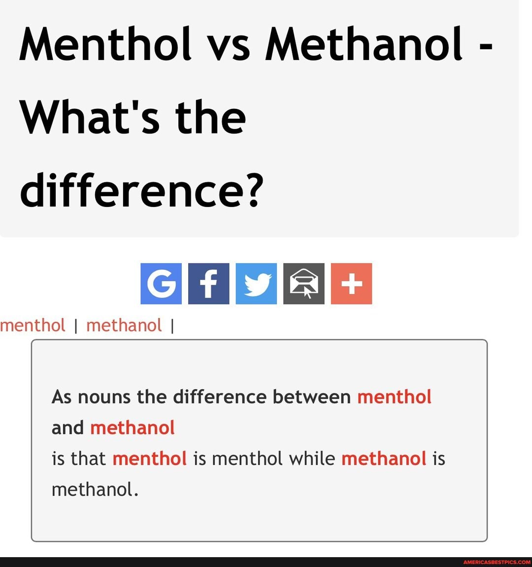 Menthol vs Methanol - What's the difference? menthol I methanol I As ...