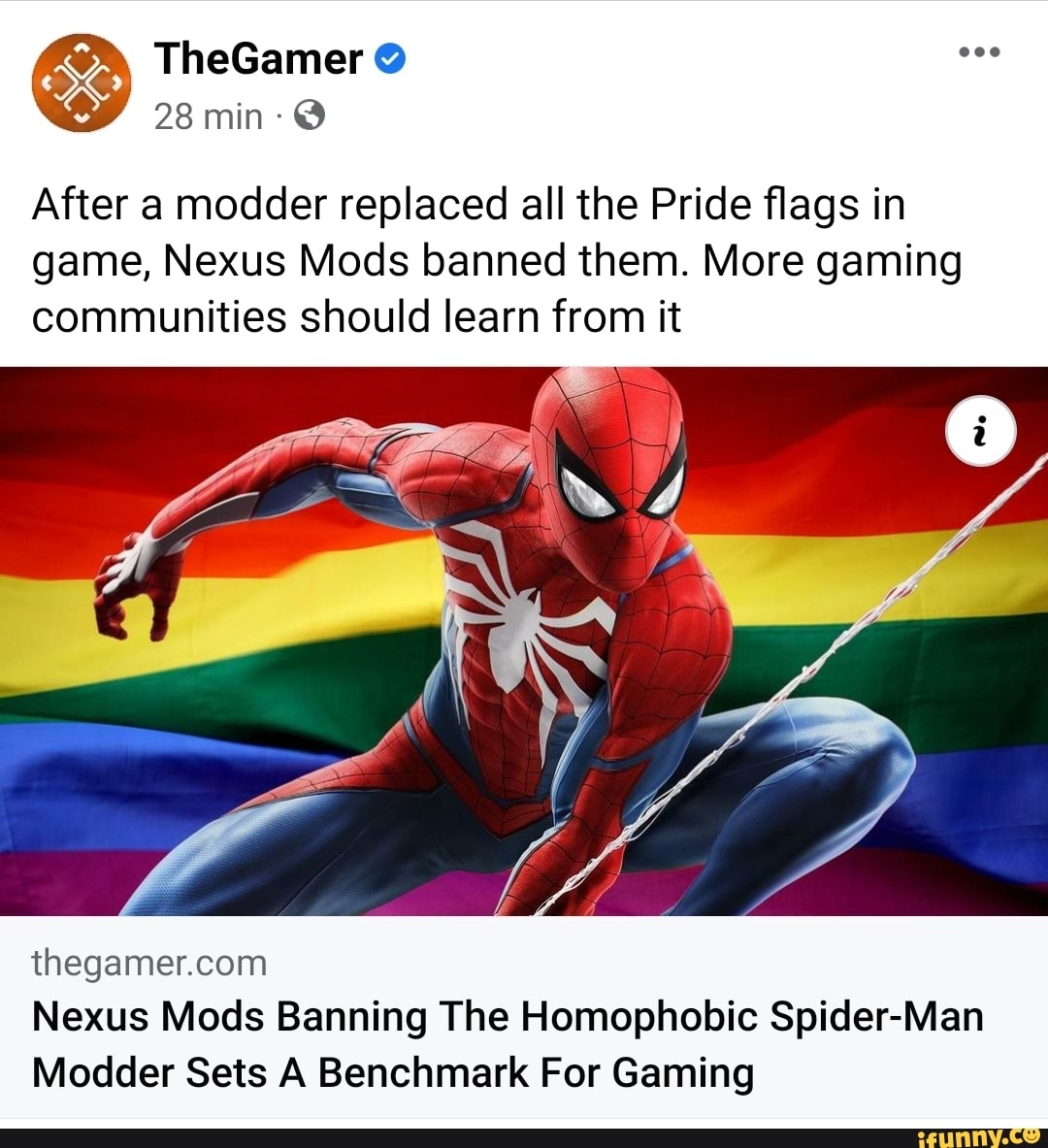 TheGamer @ 28 min After a modder replaced all the Pride flags in game ...