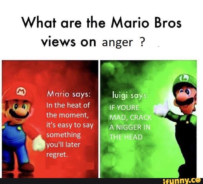 What are the Mario Bros views on anger ? - iFunny