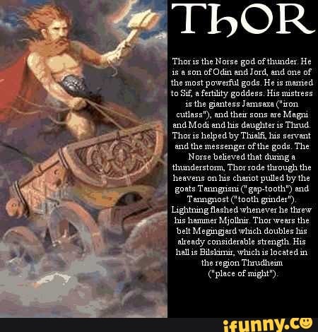 Thor is the Norse god of thunder He às son of Odin and Jord, end one of ...