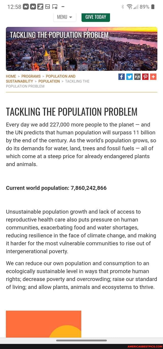- 89% GIVE TODAY MENU TACKLING THE POPULATION PROBLEM HOME > PROGRAMS ...