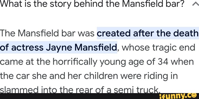 What Is the story benind the Mansfield bar' The Mansfield bar was ...