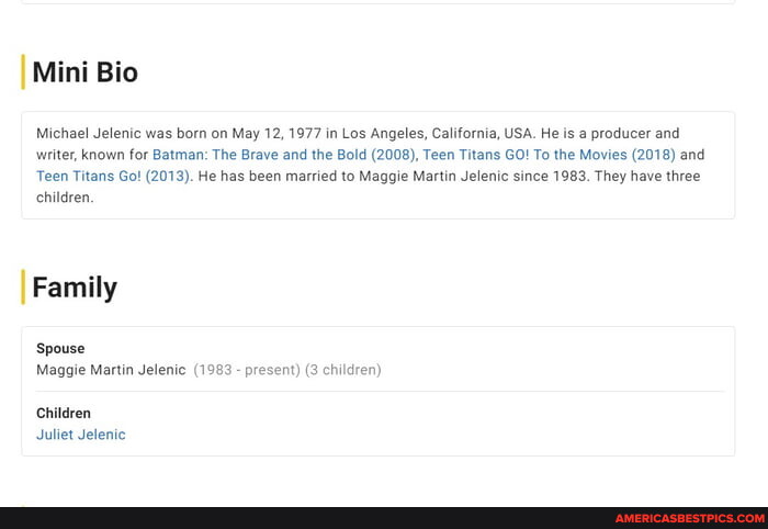 I Mini Bio Michael Jelenic was born on May 12, 1977 in Los Angeles ...