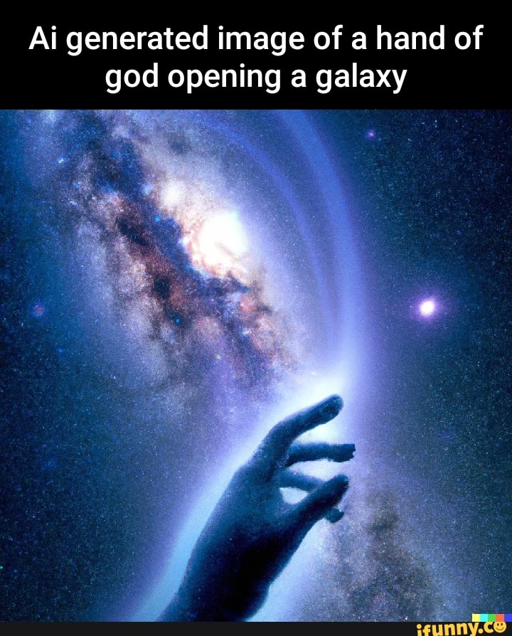 Ai generated image of a hand of god opening a galaxy - iFunny