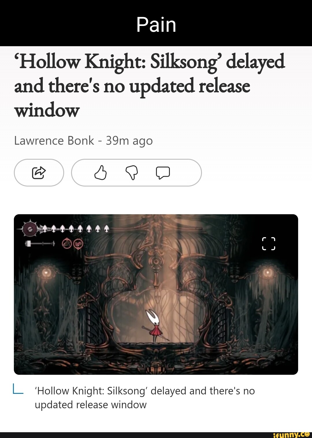 Pain 'Hollow Knight: Silksong' delayed and there's no updated release ...