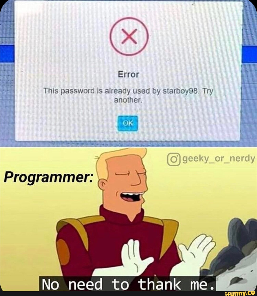 SS Error This password Is already used by Starboy98. Try another. OK No ...