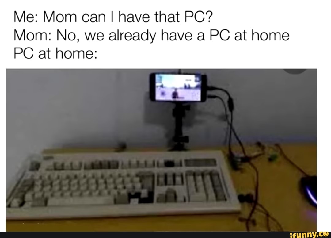 Me: Mom can I have that PC? Mom: No, we already have a PC at home PC at ...
