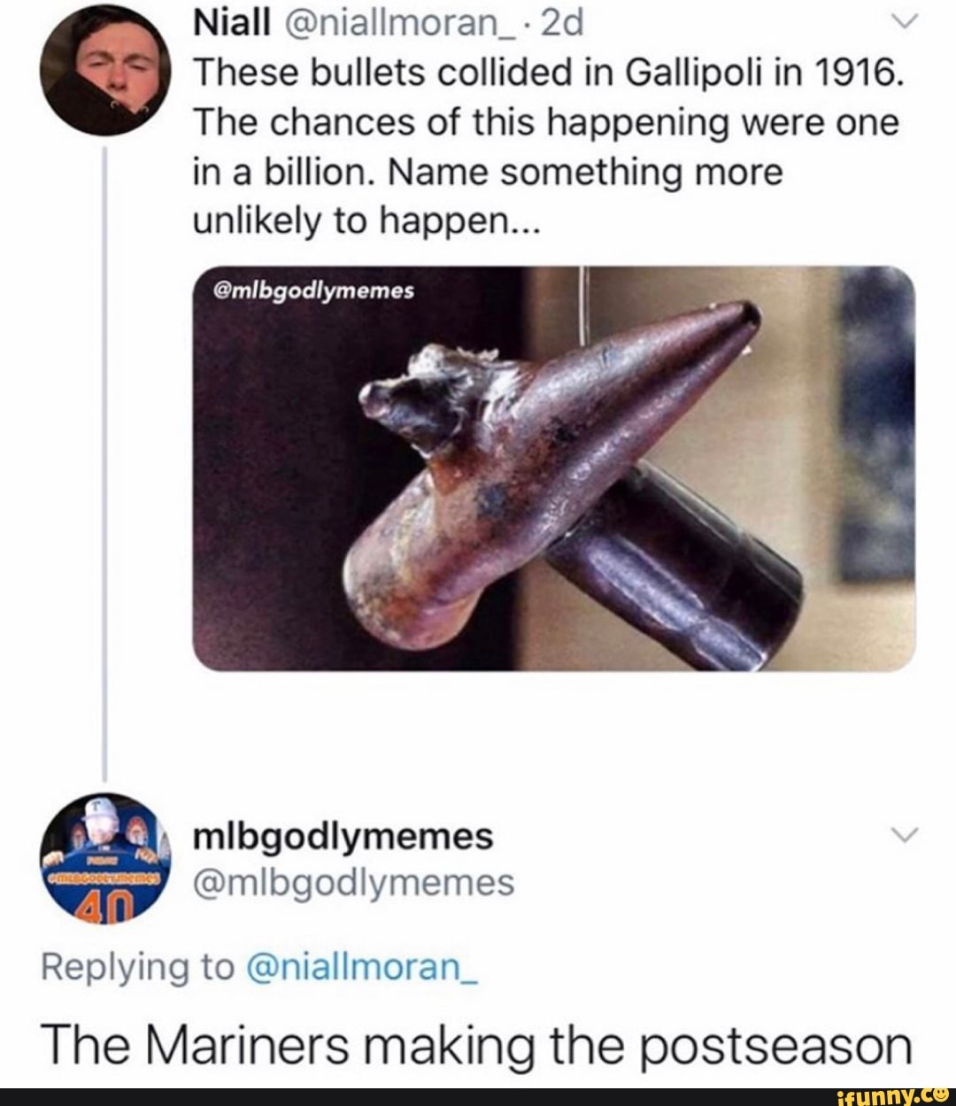 These bullets collided in Gallipoli in 1916. The chances of this ...