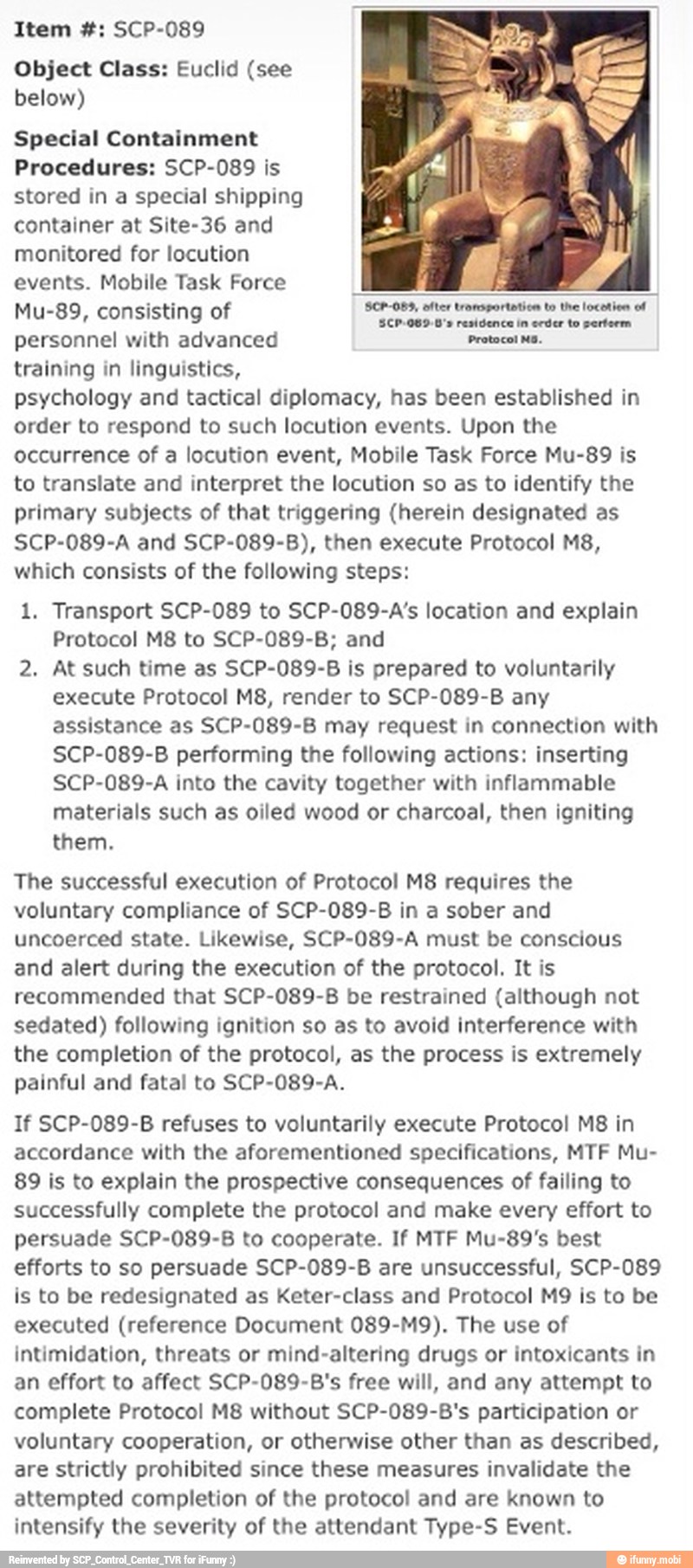 Object Class: Euclid (see below) Special Containment Procedures: SCP ...