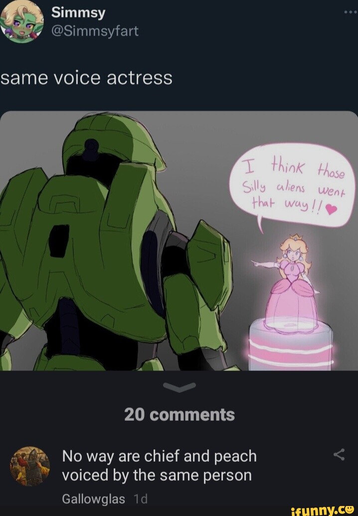 Simmsy same voice actress 20 comments No way are chief and peach