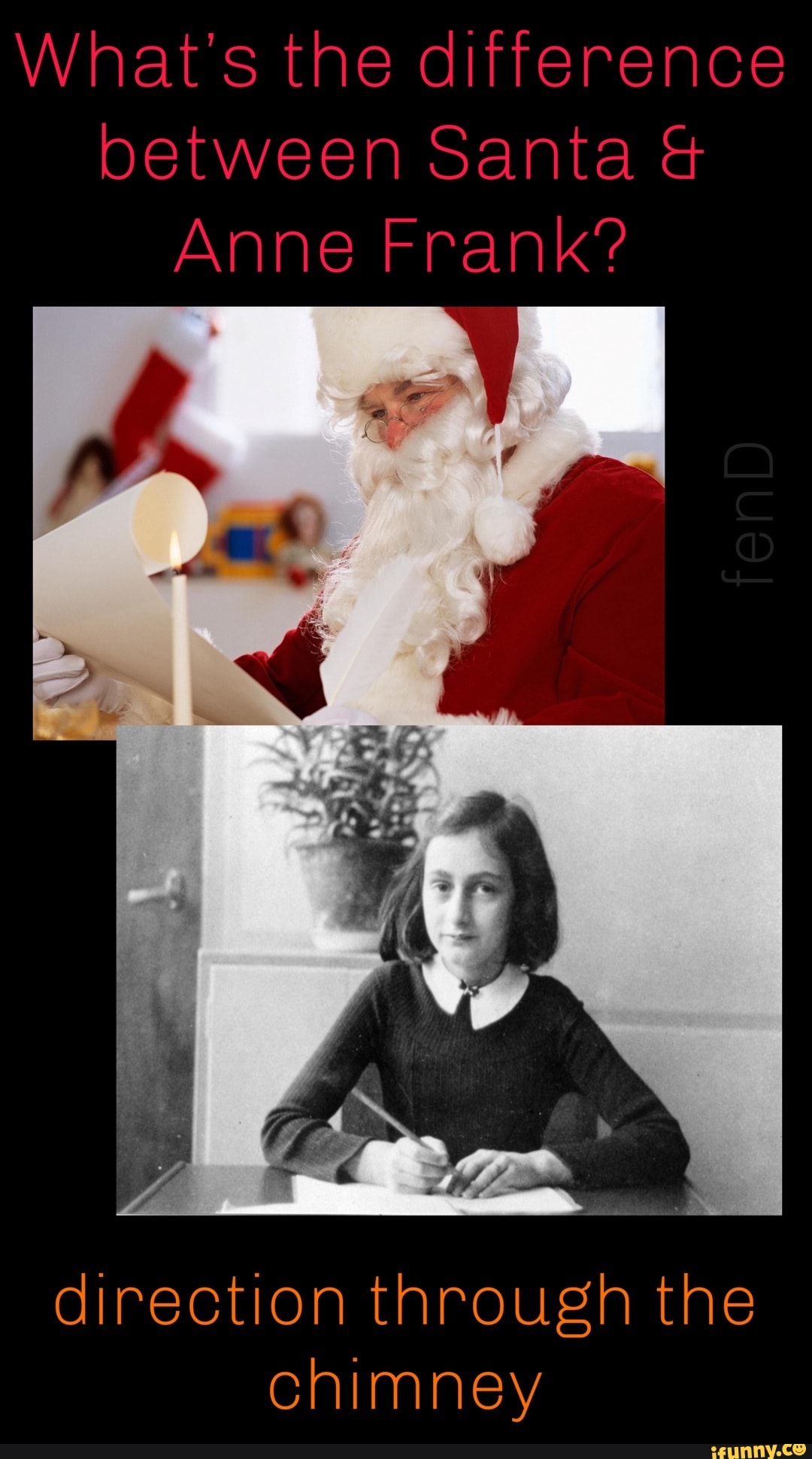 Variety of gifts - What's the difference between Santa & Anne Frank ...