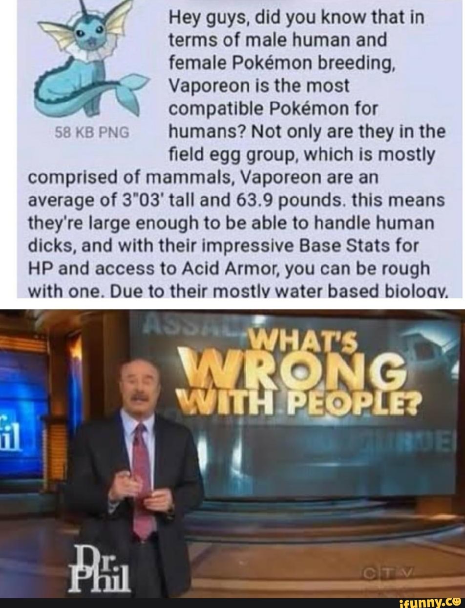 Hey guys. did you know that in terms of male human and female Pokémon ...