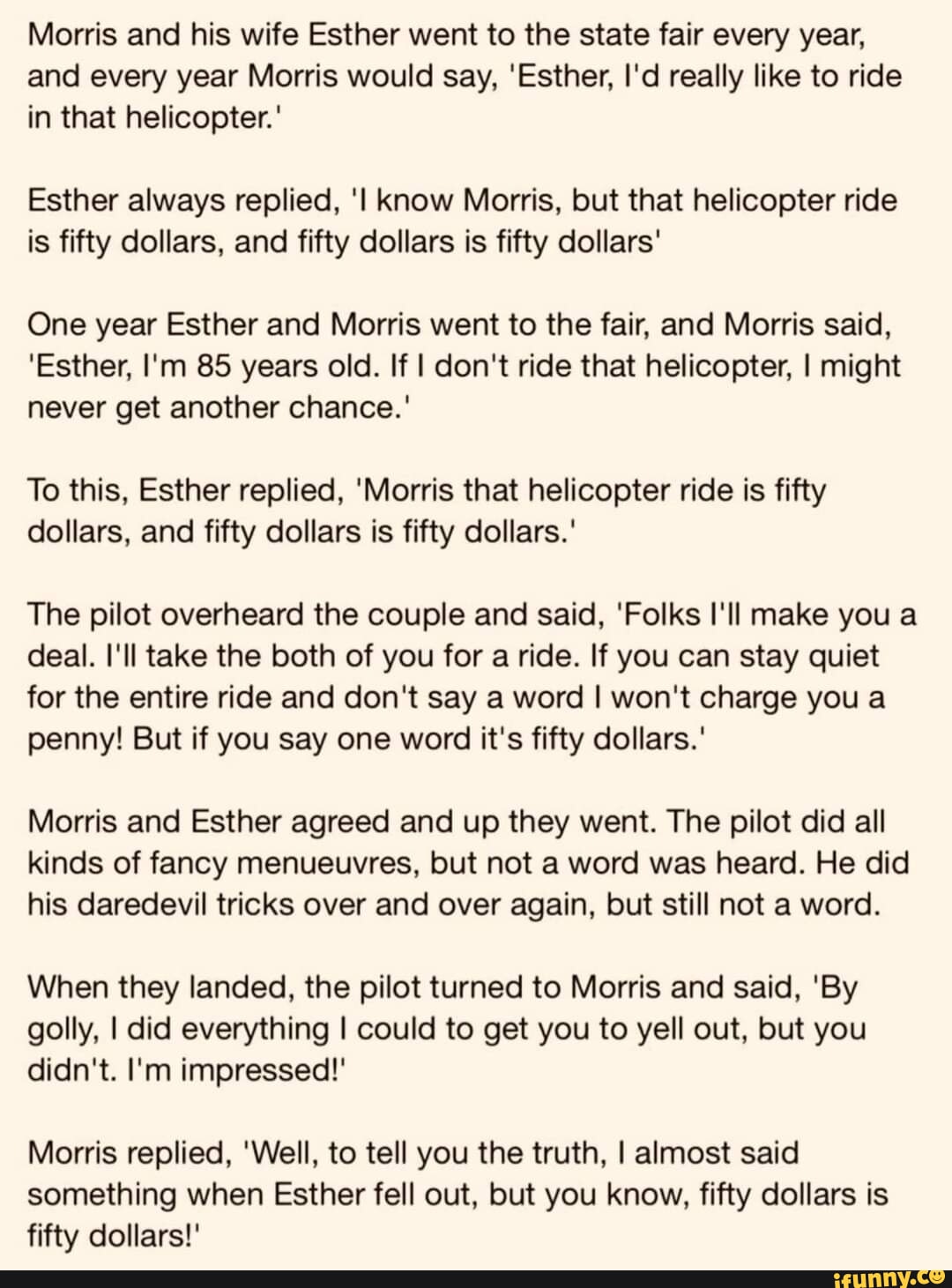 Morris and his wife Esther went to the state fair every year, and every ...