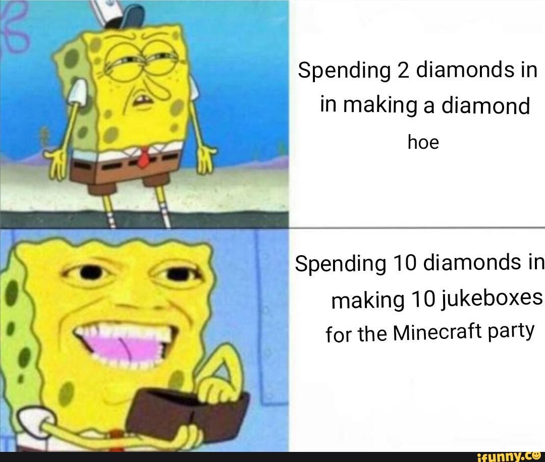 Spending 2 diamonds in in making a diamond hoe Spending 10 diamonds in ...