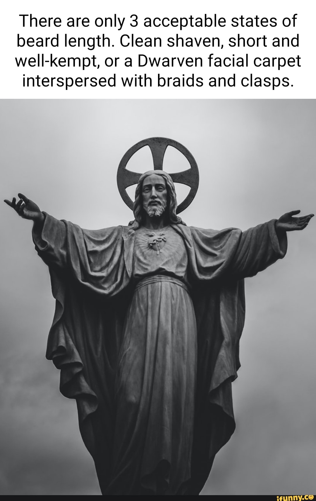 There are only 3 acceptable states of beard length. Clean shaven, short ...