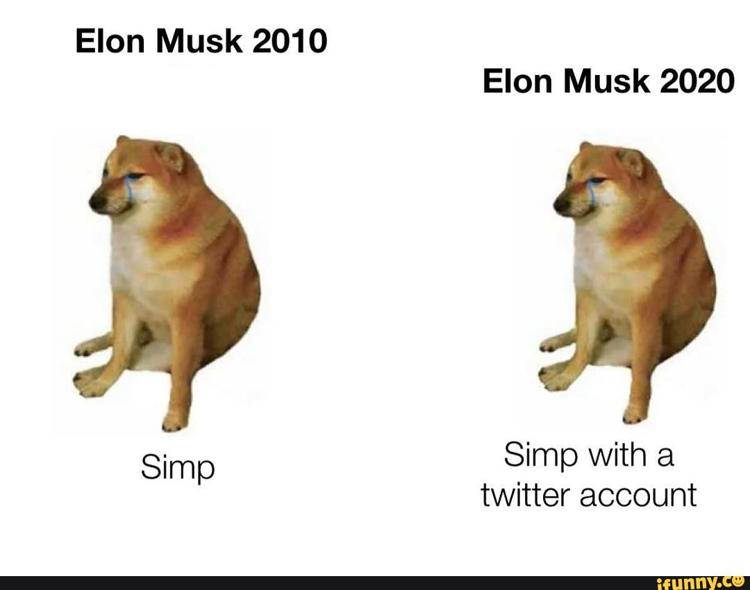 Elon Musk 2010 Elon Musk 2020 Simp Simp with a twitter account - iFunny