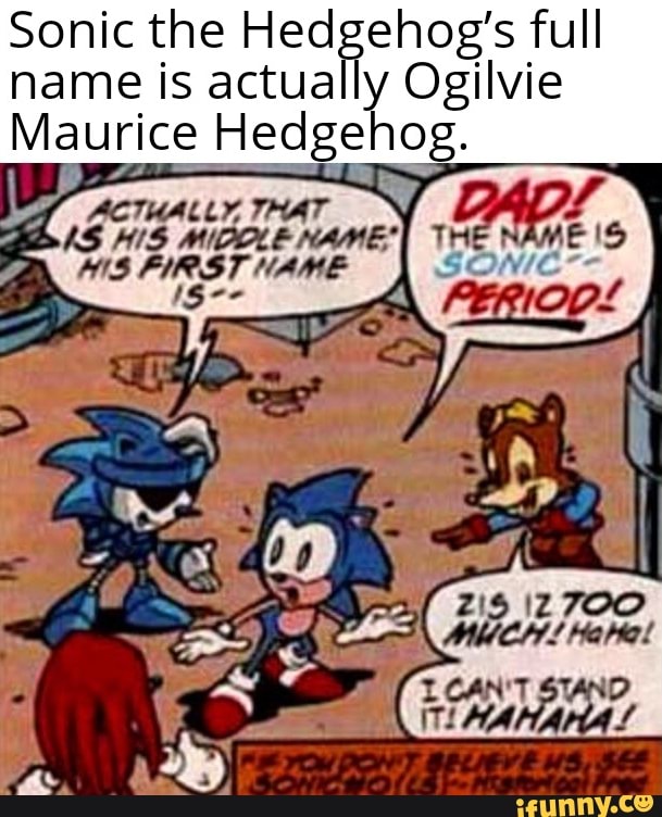 Sonic the Hed ehog’s full name is actua y Ogilvie Maurlec Hedgehog. w ...