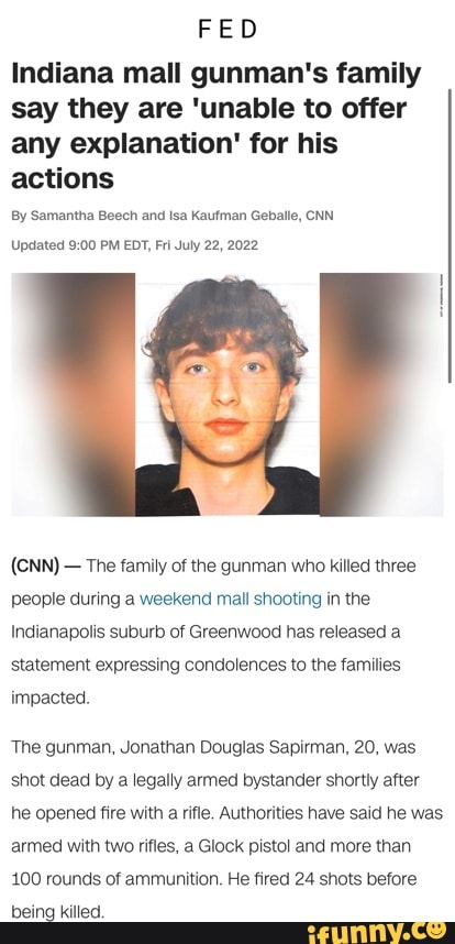 FED Indiana mall gunman's family say they are 'unable to offer any ...
