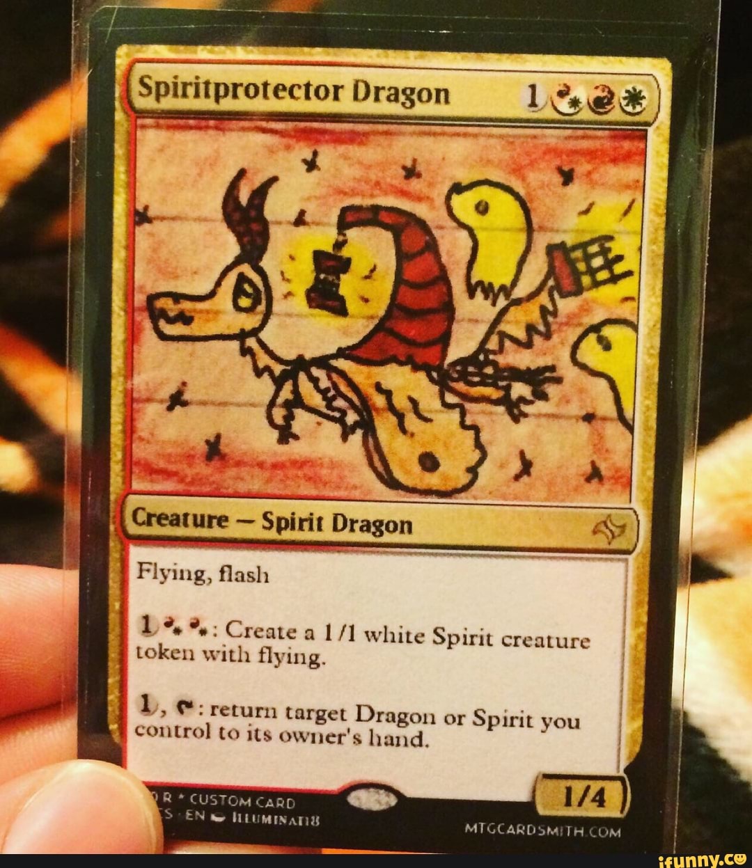 1/1 white Spirit creature token with flying. L, return target Dragon or ...