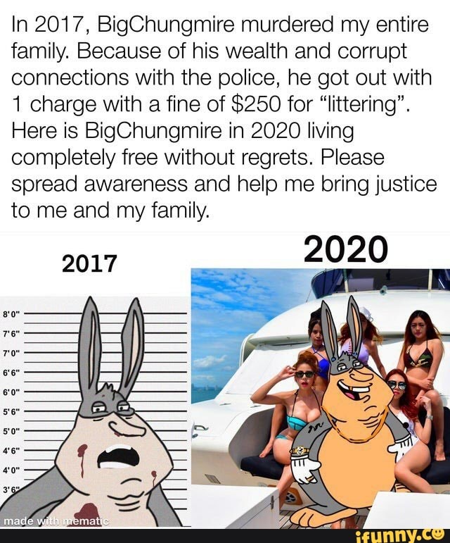 In 2017, BigChungmire murdered my entire family. Because of his wealth ...