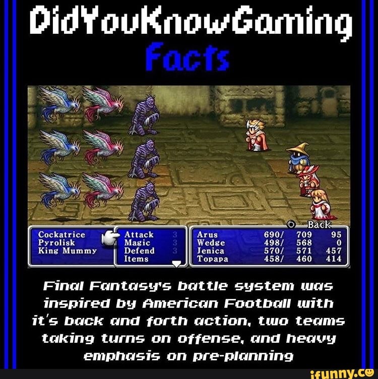 Final Fantasy's battle system was inspired by American Football with it ...