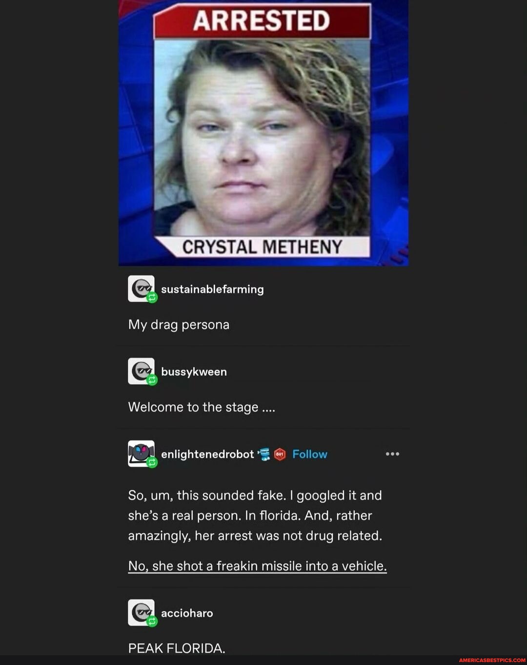 Awww us 🤗 ️ - ARRESTED CRYSTAL METHENY sustainablefarming My drag ...